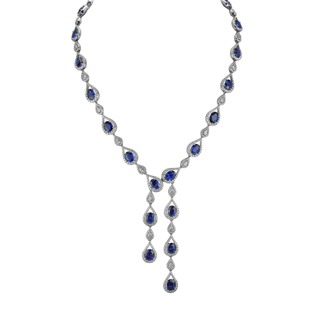 Náhrdelník s diamanty a safíry Sapphire Ribbon | ALO