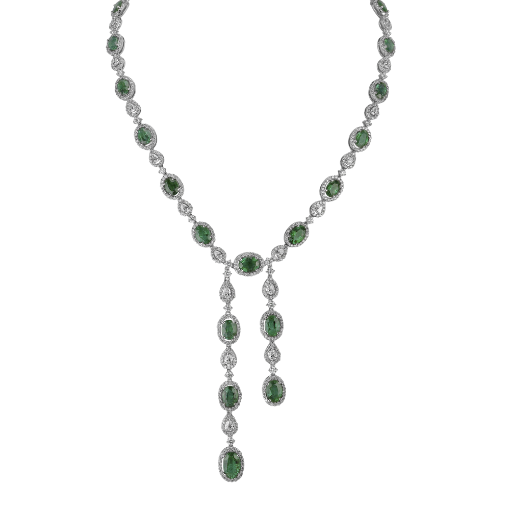 Náhrdelník s diamanty a smaragdy Emerald Ribbon | ALO