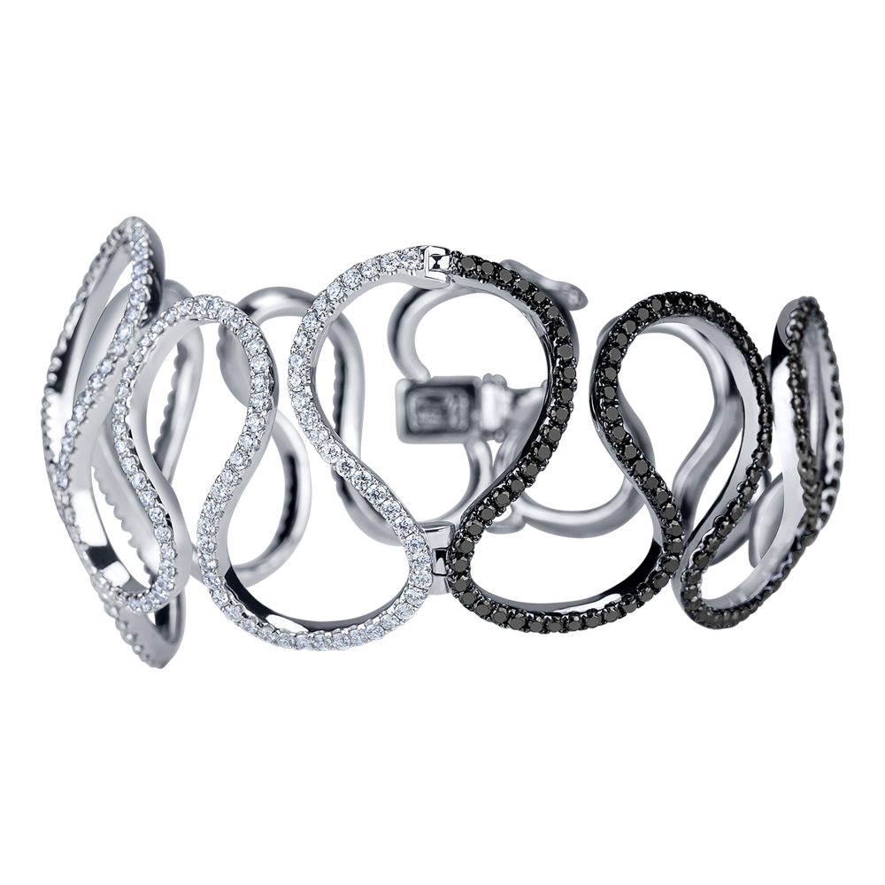 Náramek s černými a bílými diamanty Diamond Ribbon | ALO